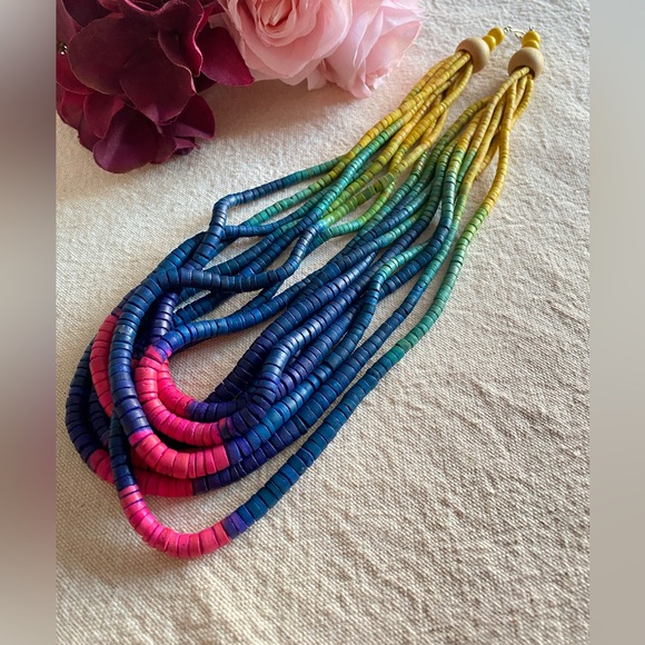Source Unknown | Jewelry | Boho Brightly Colored Coconut Multi Strand ...